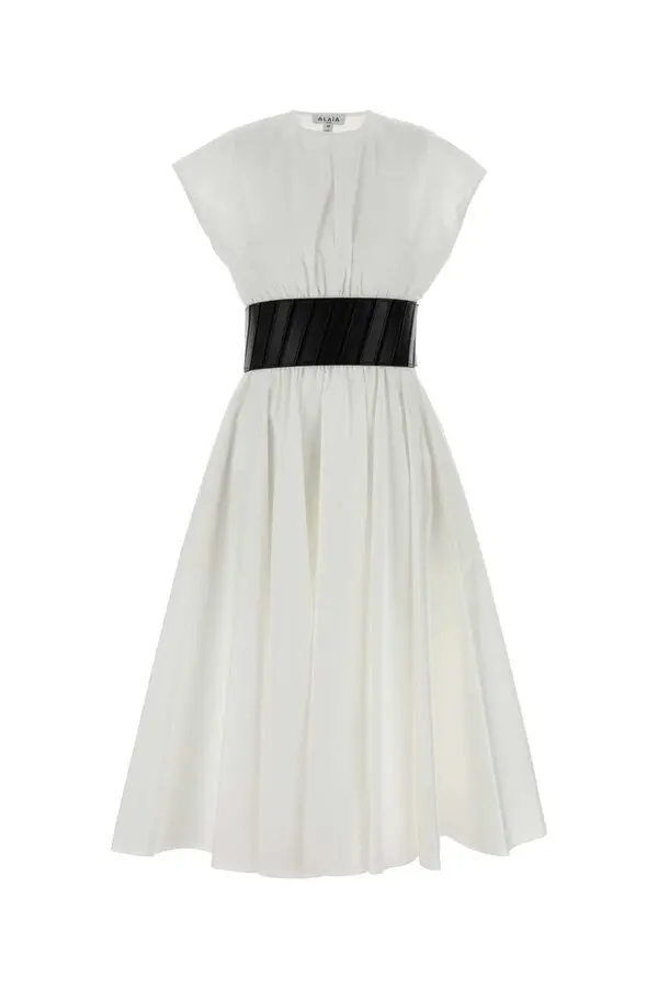 Alaïa Cotton Poplin Dress - White