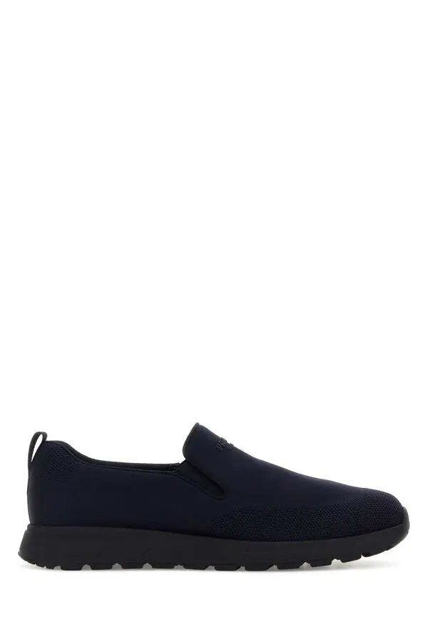 Prada Dark Jersey Slip Ons - Blue