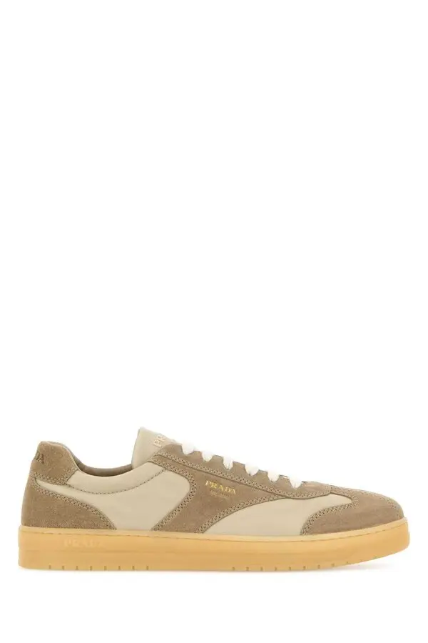 Prada Beige Suede E Re-nylon Sneakers