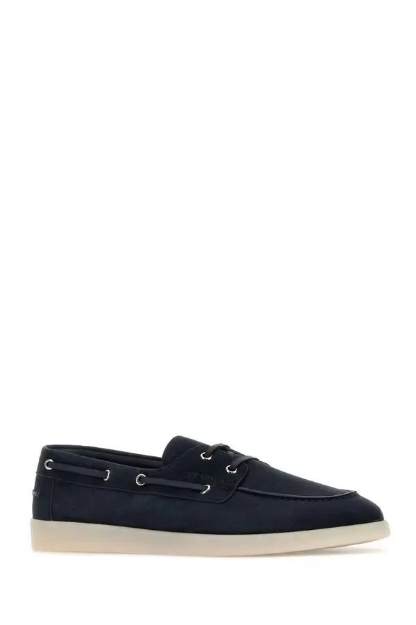 Prada Navy Suede Loafers