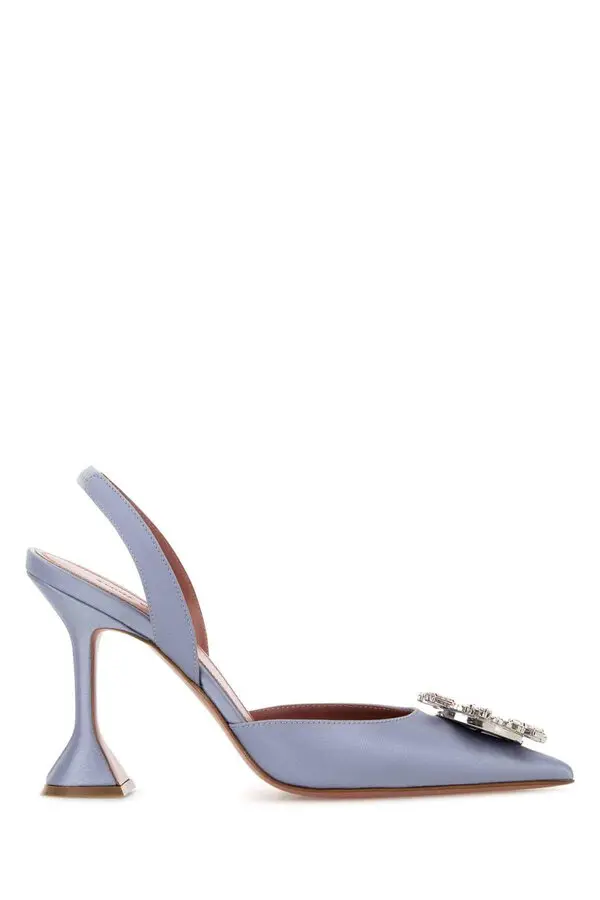 Amina Muaddi Satin Begum Pumps - Blue