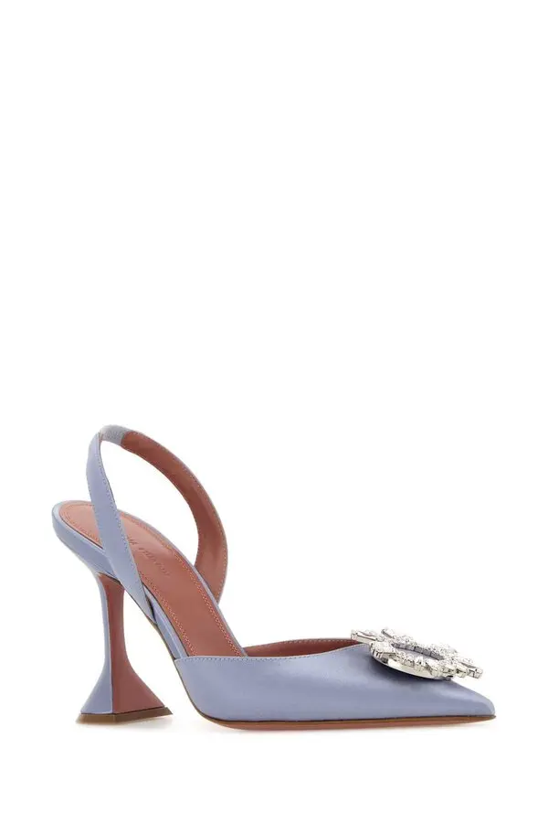 Amina Muaddi Satin Begum Pumps - Blue