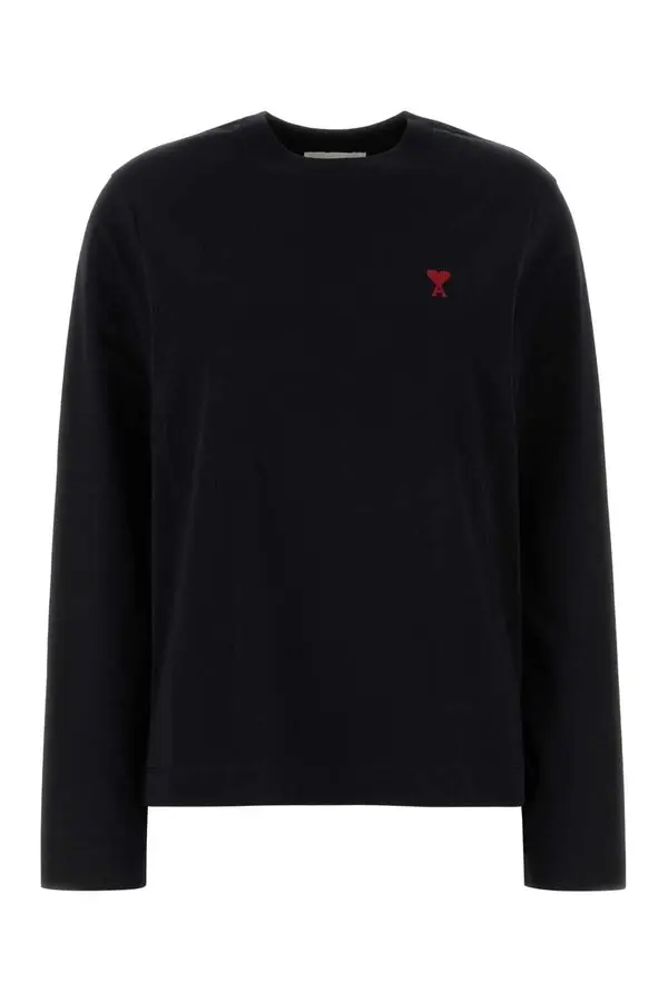 AMI Paris Organic Cotton Long Sleeve T-shirt - Black