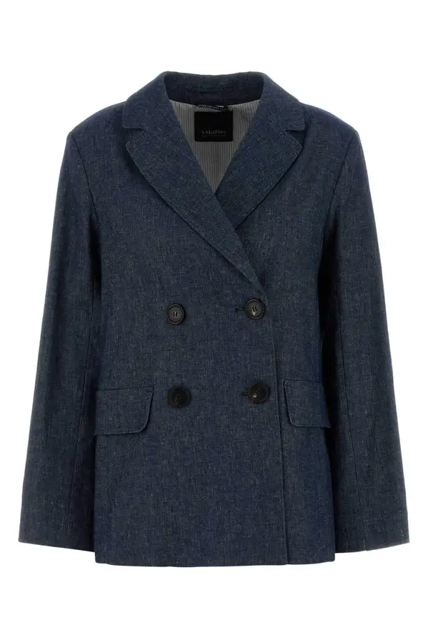 Max Mara S Stretch Denim Nero Blazer - Blue