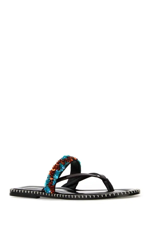 Dries Van Noten Chocolate Leather Thong Slippers
