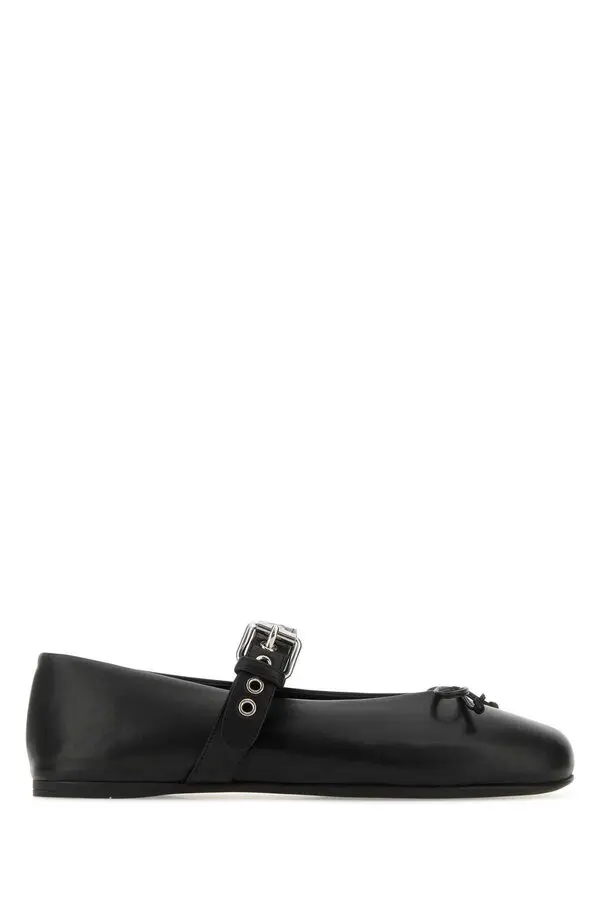 Miu Miu Leather Ballerinas - Black