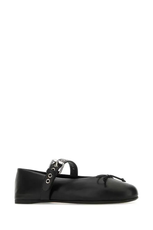 Miu Miu Leather Ballerinas - Black