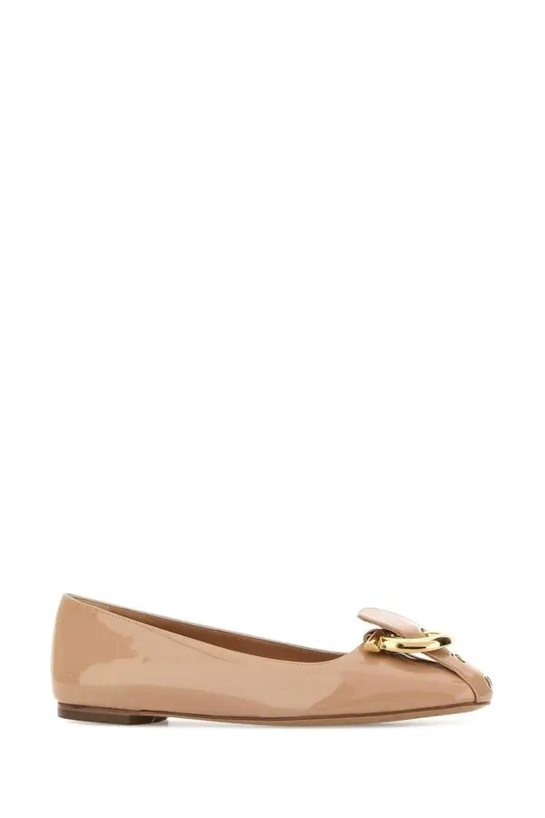 FERRAGAMO Skin Leather Oxide Ballerinas - Pink