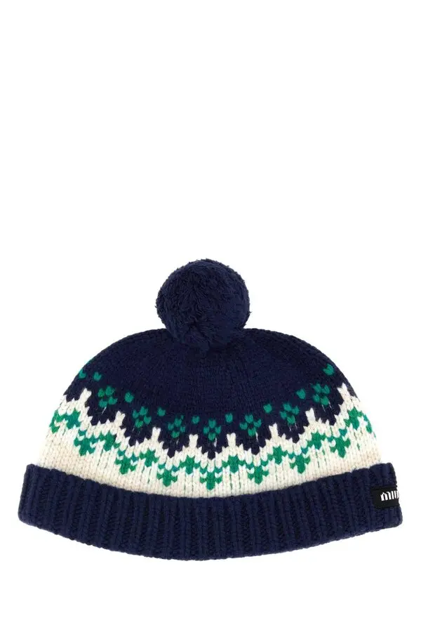 Miu Miu Embroidered Wool Beanie Hat - Multicolor