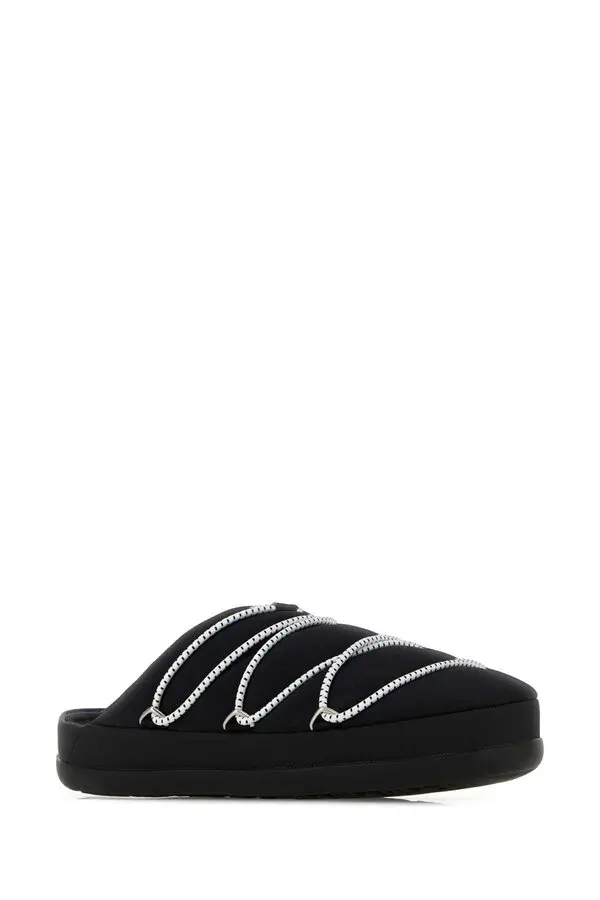 Moon Boot Fabric Slippers - Black