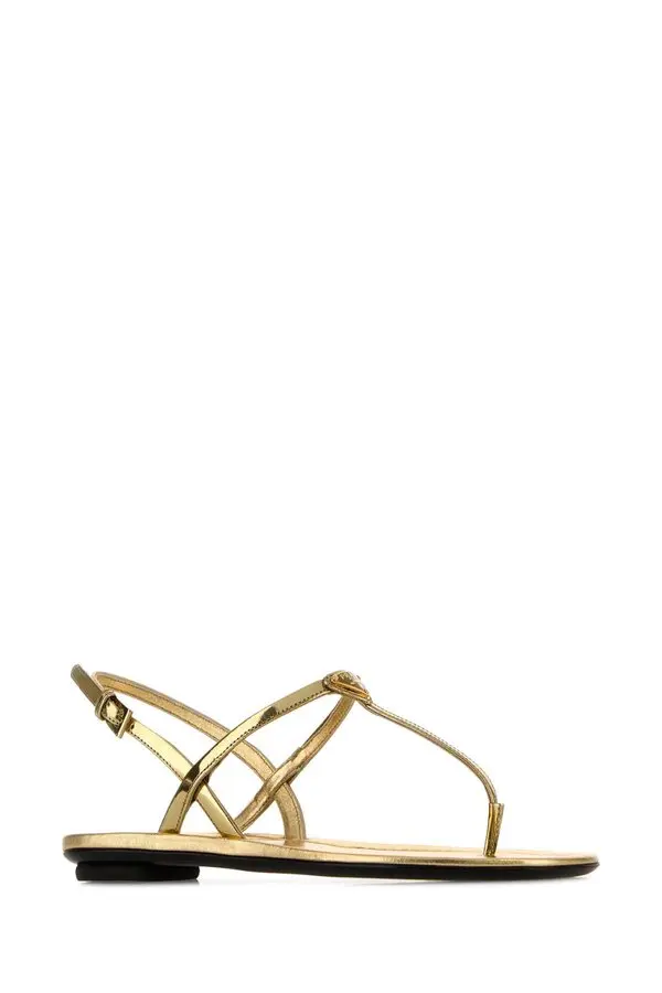 Prada Leather Thong Sandals - Gold