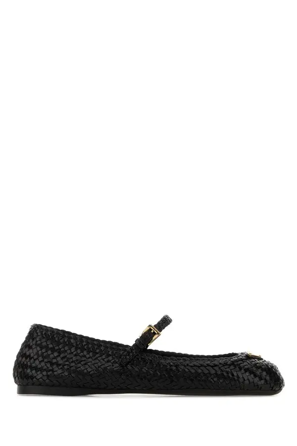 Prada Leather Ballerinas - Black