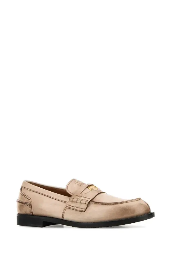 Miu Miu Sand Leather Loafers