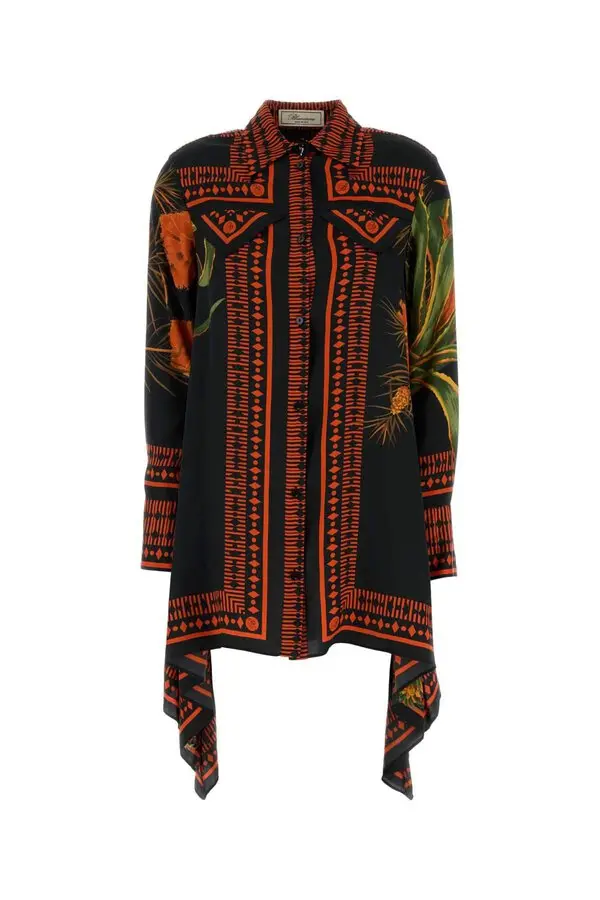 Blumarine Printed Twill Shirt Dress - Multicolor