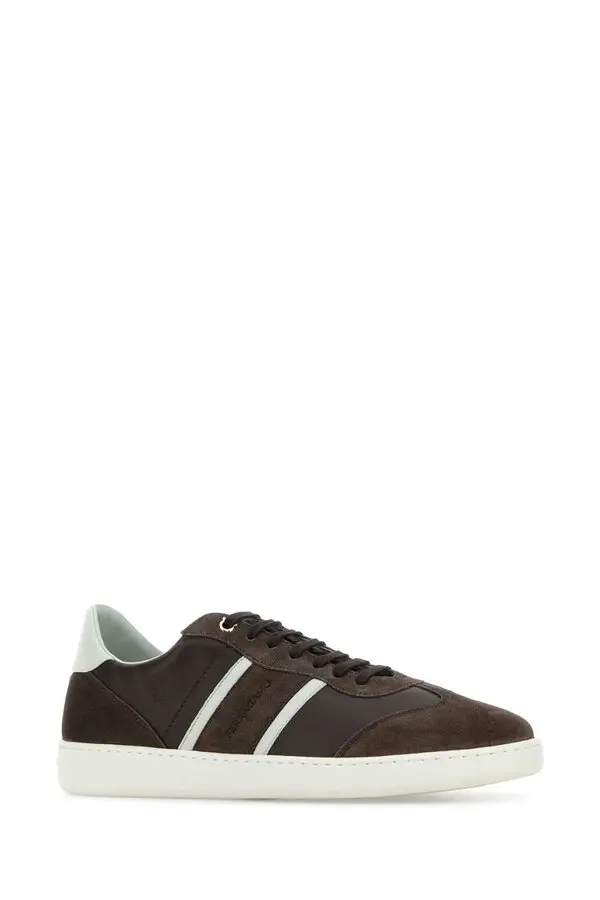 FERRAGAMO Suede And Leather Achille Sneakers - Brown