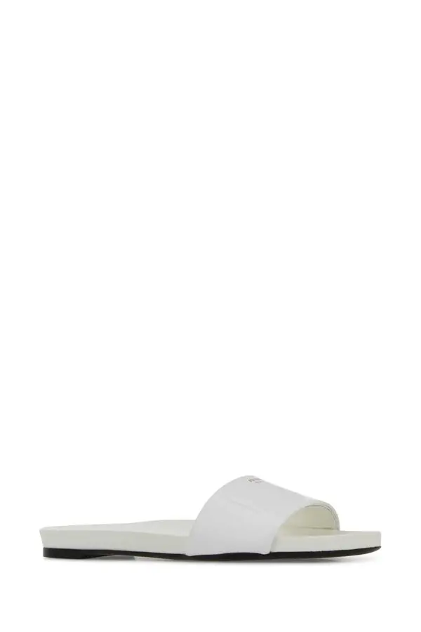 Prada Leather Slippers - White