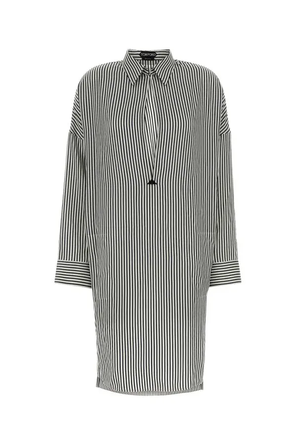 TOM FORD Embroidered Silk Shirt Dress - Multicolor