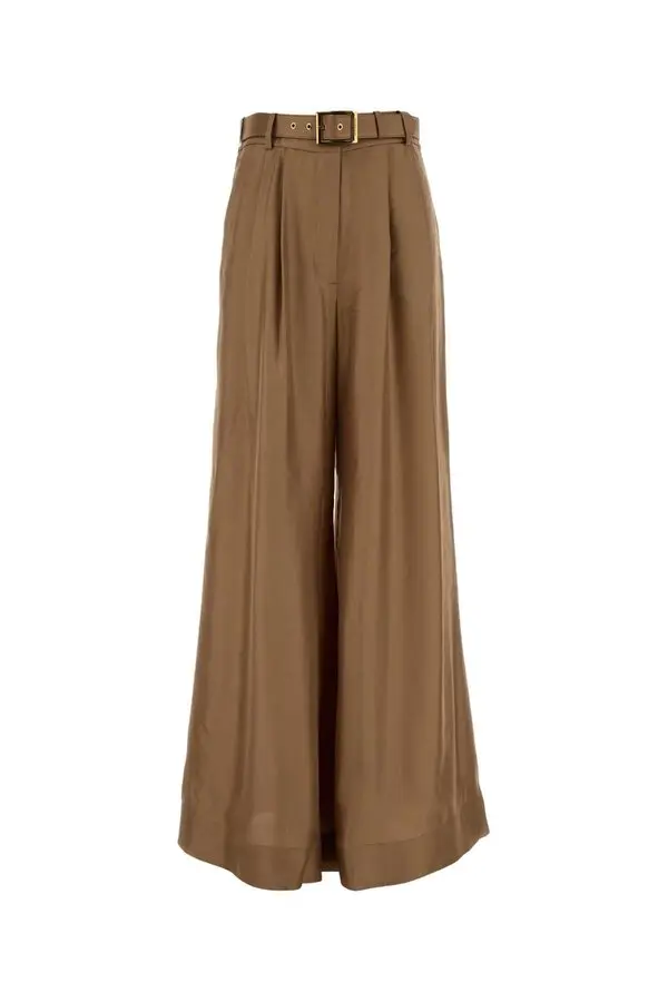 Zimmermann Camel Satin Wide-leg Pant