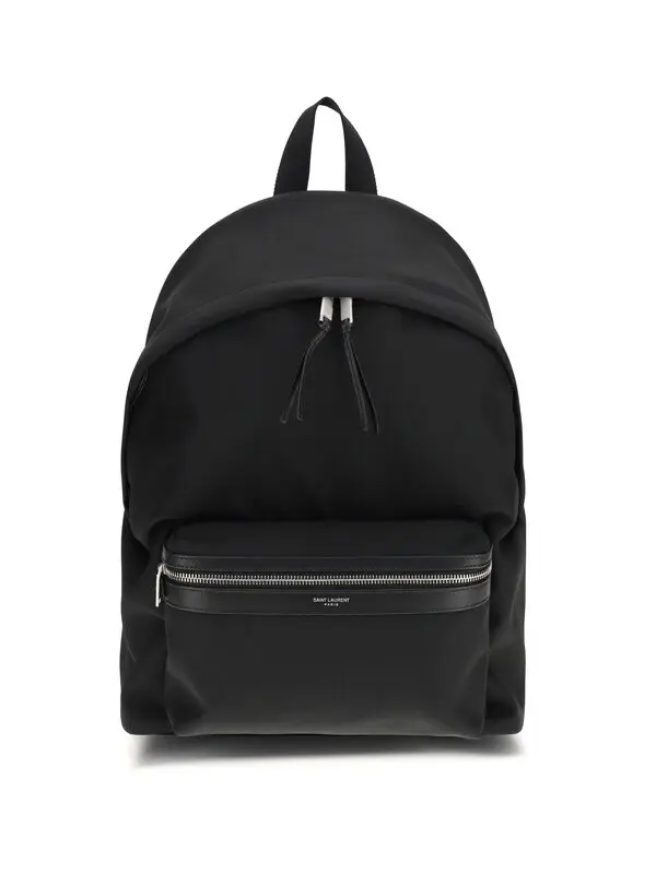 Saint Laurent City Backpack In Leather And Nylon - Black