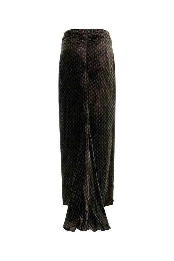 Dries Van Noten Printed Velvet Salix Skirt - Multicolor