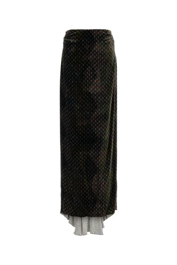 Dries Van Noten Printed Velvet Skirt - Multicolor