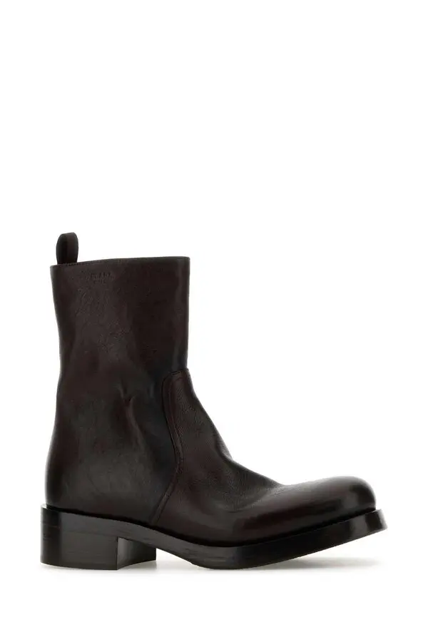 Prada Dark Leather Ankle Boots