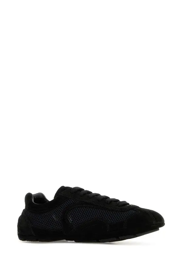 Prada Suede And Mesh Sneakers - Black