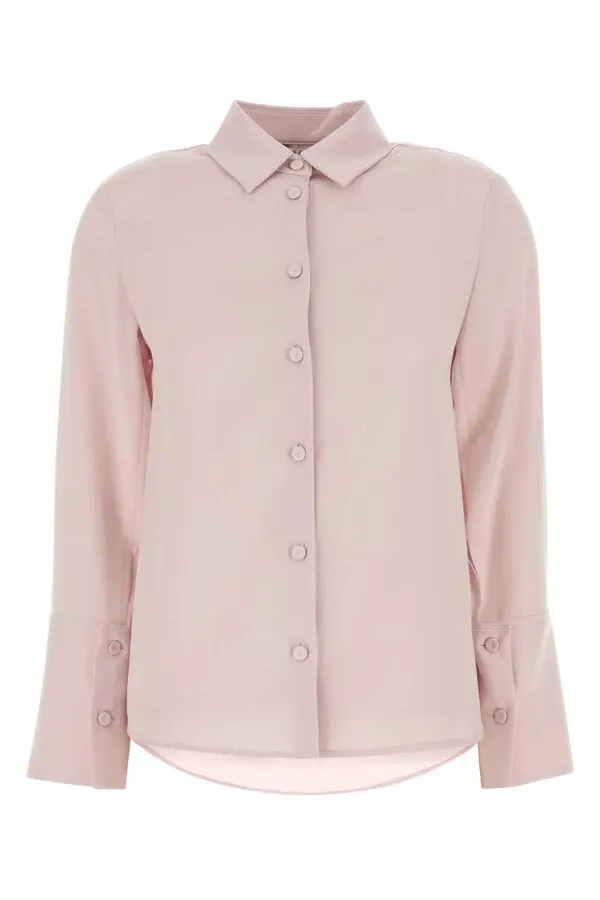 Max Mara Pastel Pink Stretch Silk Oliera Shirt - Red