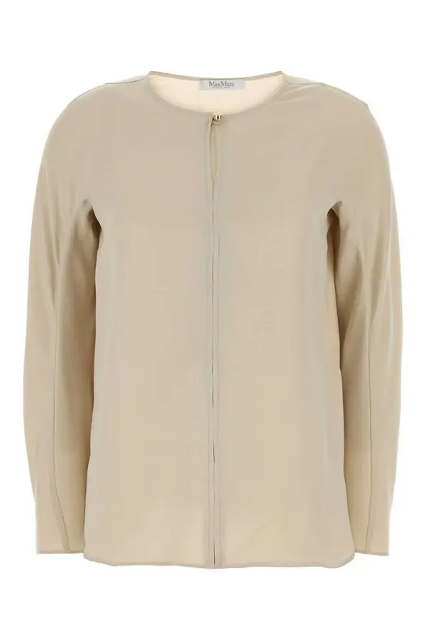 Max Mara Sand Stretch Silk Mitico Blouse - Brown