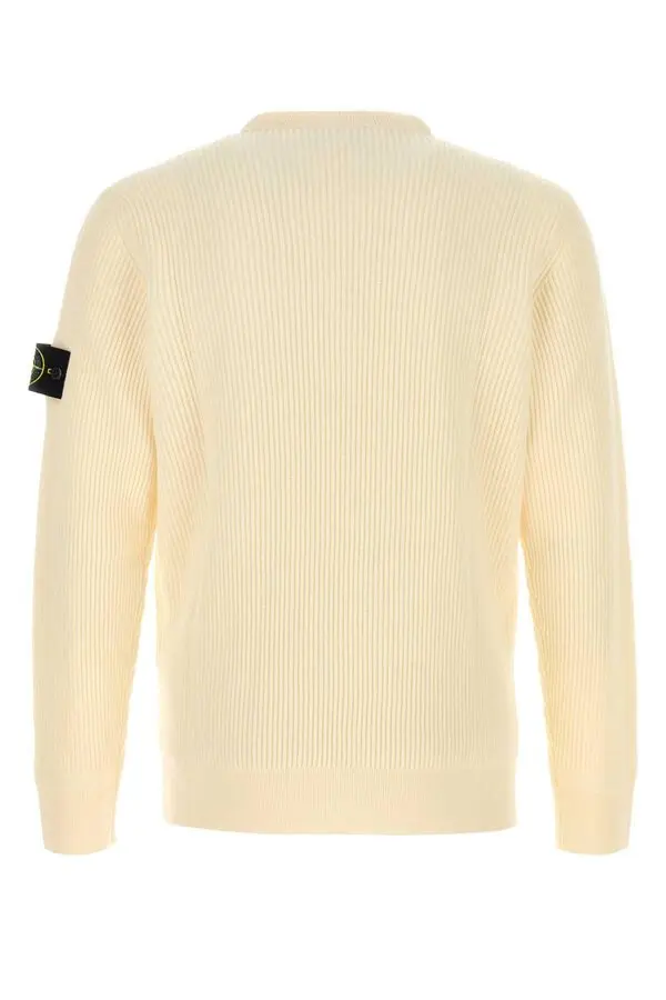 Stone Island Cream Wool Sweater - White