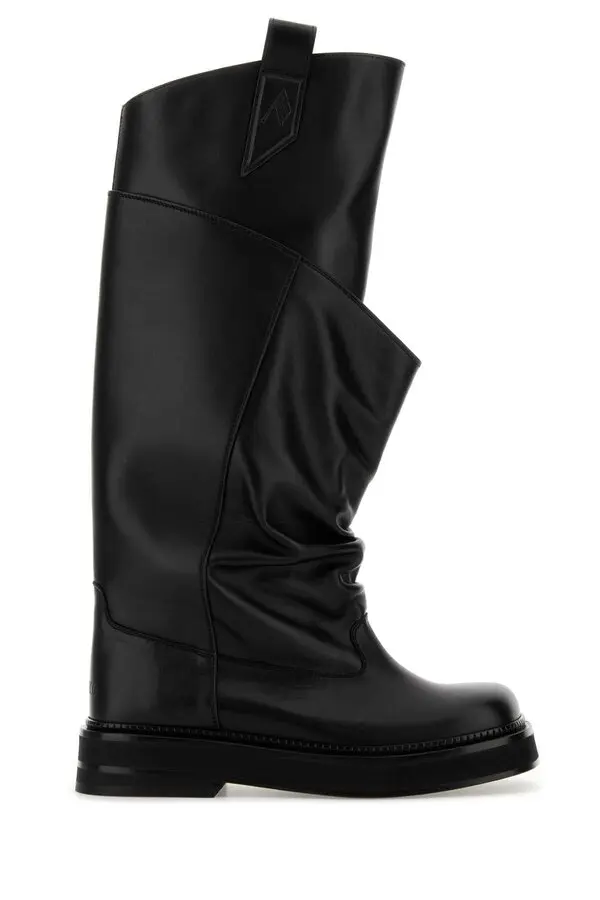 Attico Leather Passeggiata Boots - Black