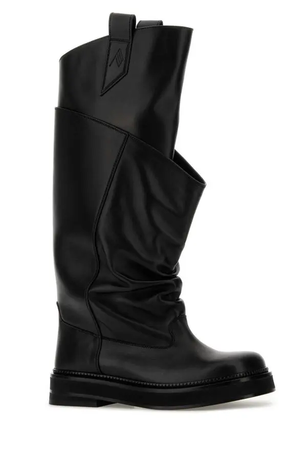 Attico Leather Passeggiata Boots - Black