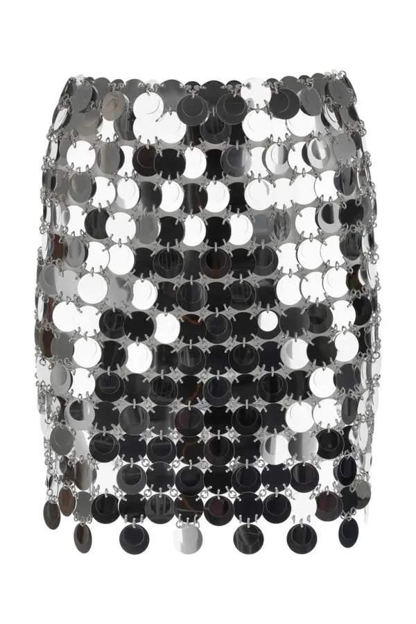 Rabanne Maxi Sequins Mini Skirt - Silver