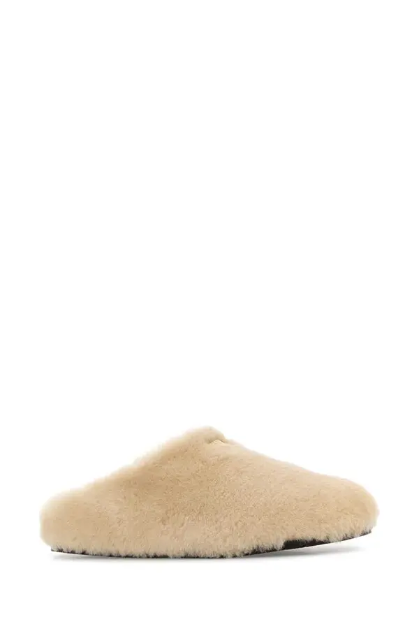 Prada Sand Shearling Slippers