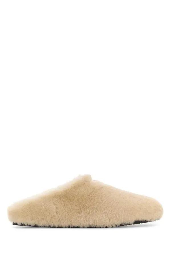 Prada Sand Shearling Slippers - Brown