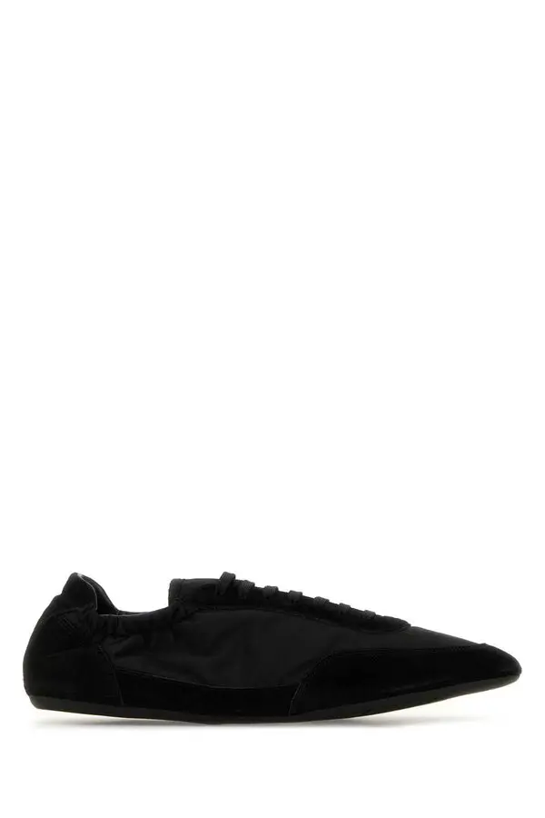 Prada Nylon And Suede Sneakers - Black