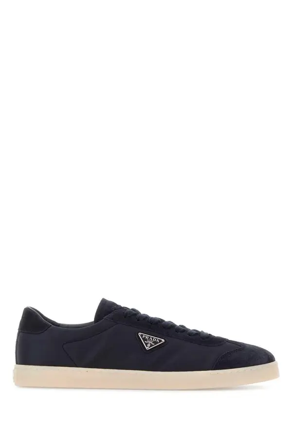 Prada Midnight Re-nylon And Suede Sneakers - Blue