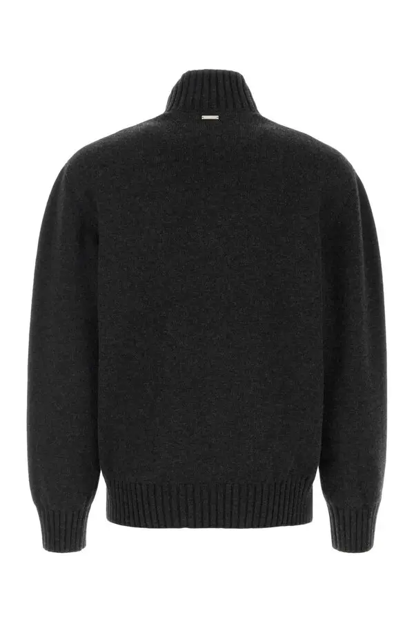 FERRAGAMO Slate Cashmere Blend Sweater - Black