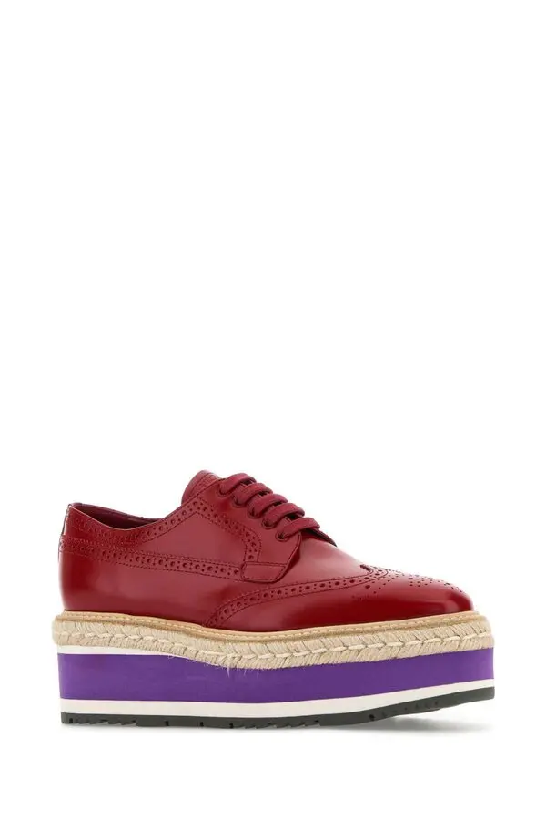Prada Leather Lace-up Shoes - Red