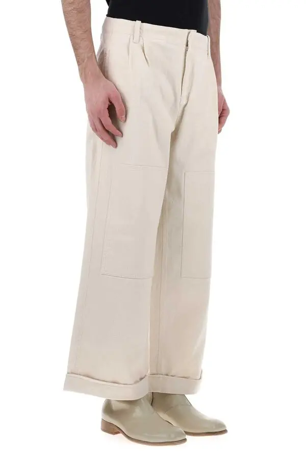 Etro Melange Ivory Stretch Cotton Wide-leg Pant