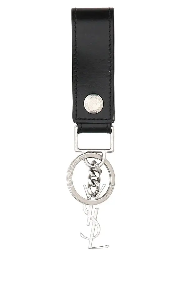 Saint Laurent Monogram Leather Keychain - Black