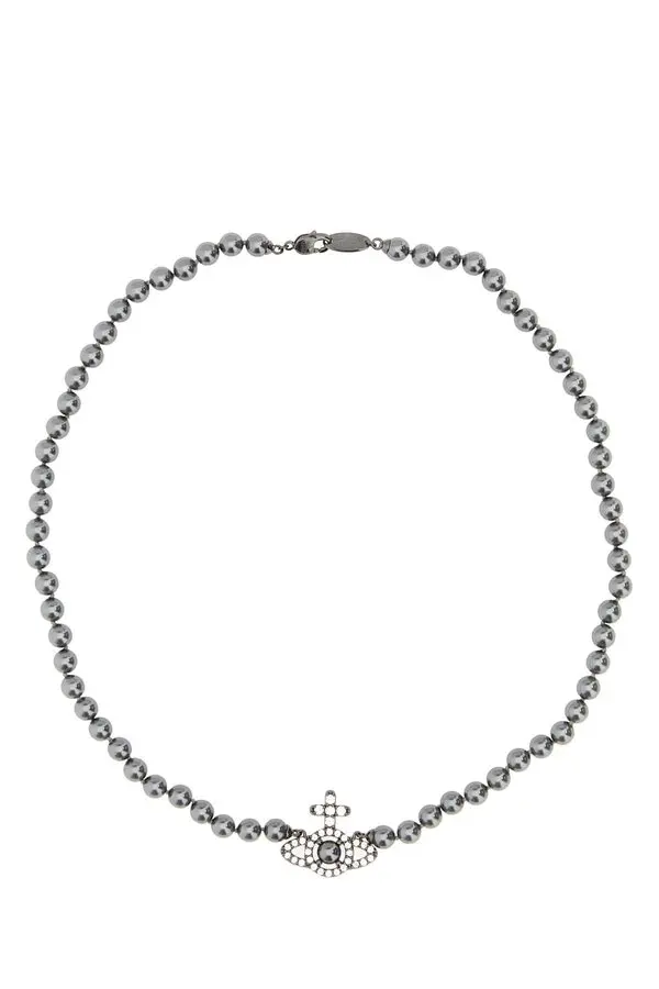 VIVIENNE WESTWOOD Dark Grey Pearls Olympia Necklace - Gray