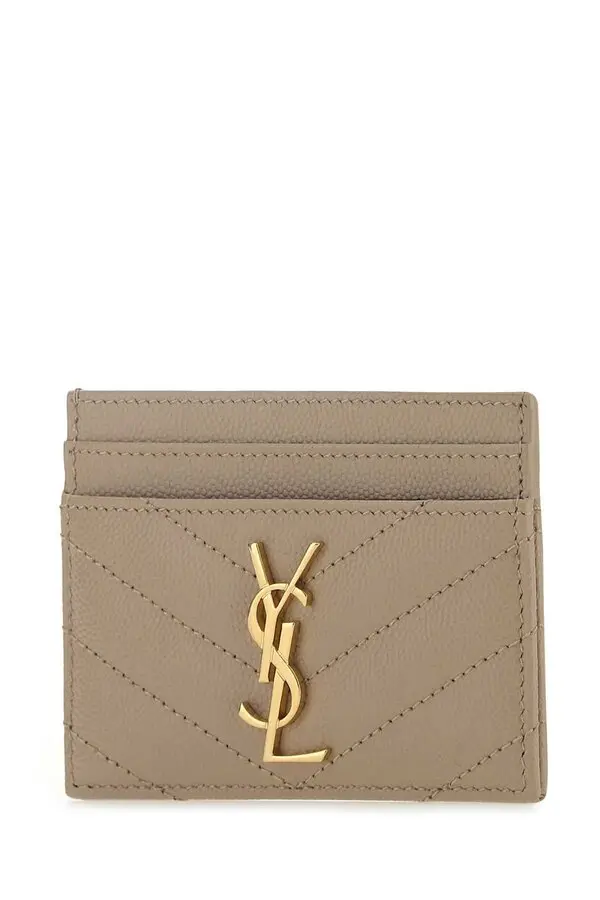 Saint Laurent Beige Leather Card Holder