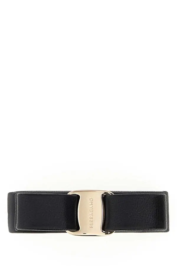 FERRAGAMO Leather Hair Clip - Black