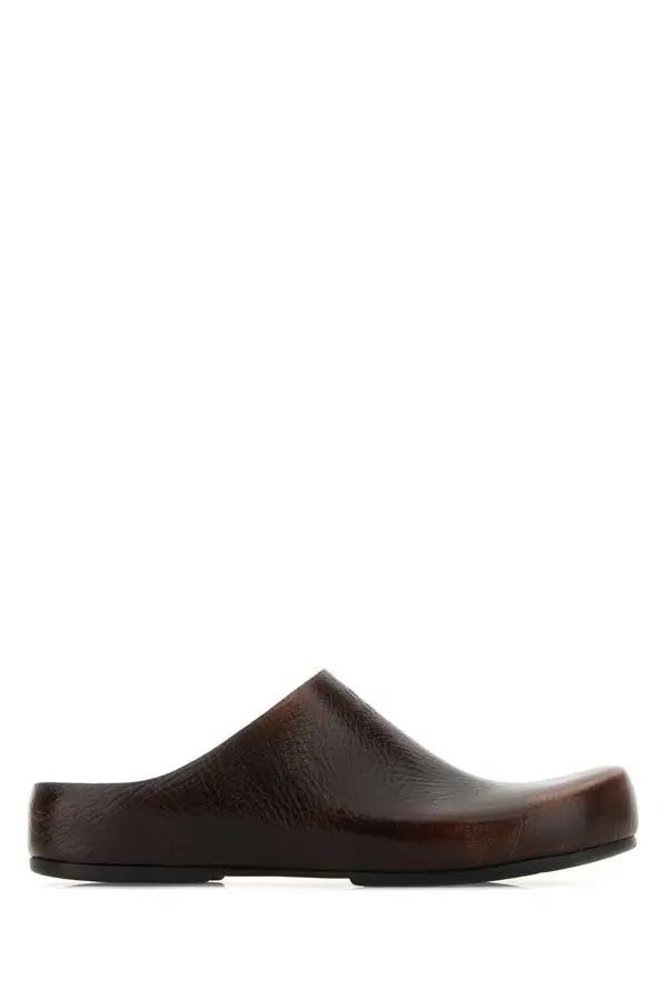 Miu Miu Leather Slippers - Brown