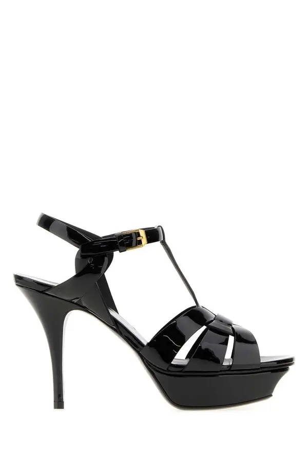 Saint Laurent Leather Tribute Sandals - Black