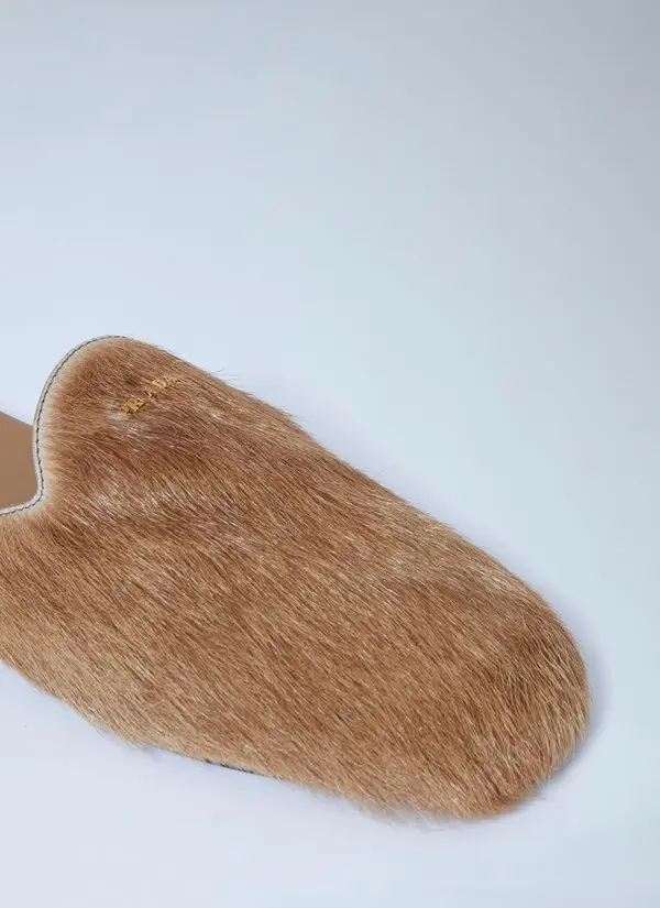 Prada Leather Pony-hair Mules