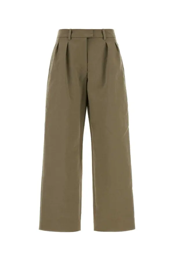 Magda Butrym Khaki Cotton Wide-leg Pant - Green