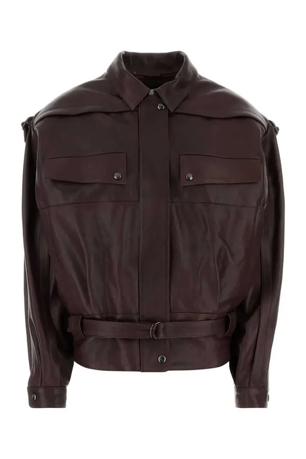 Magda Butrym Burgundy Leather Oversize Jacket