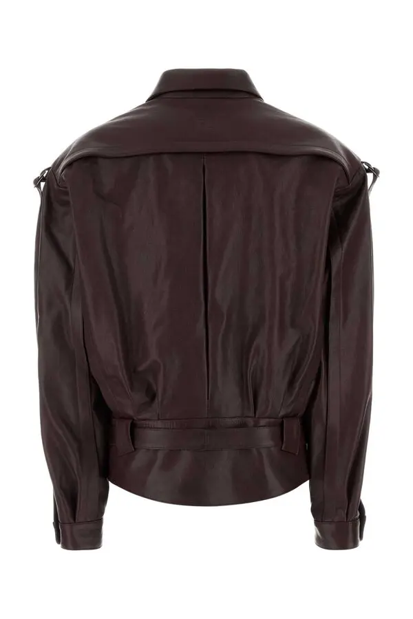Magda Butrym Burgundy Leather Oversize Jacket